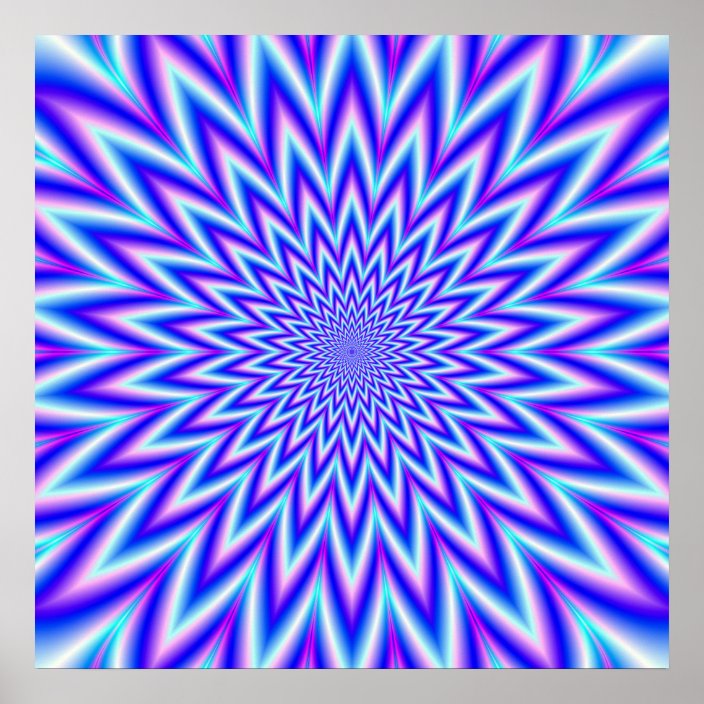 Manic Star in Blue Pink and White Poster | Zazzle.com