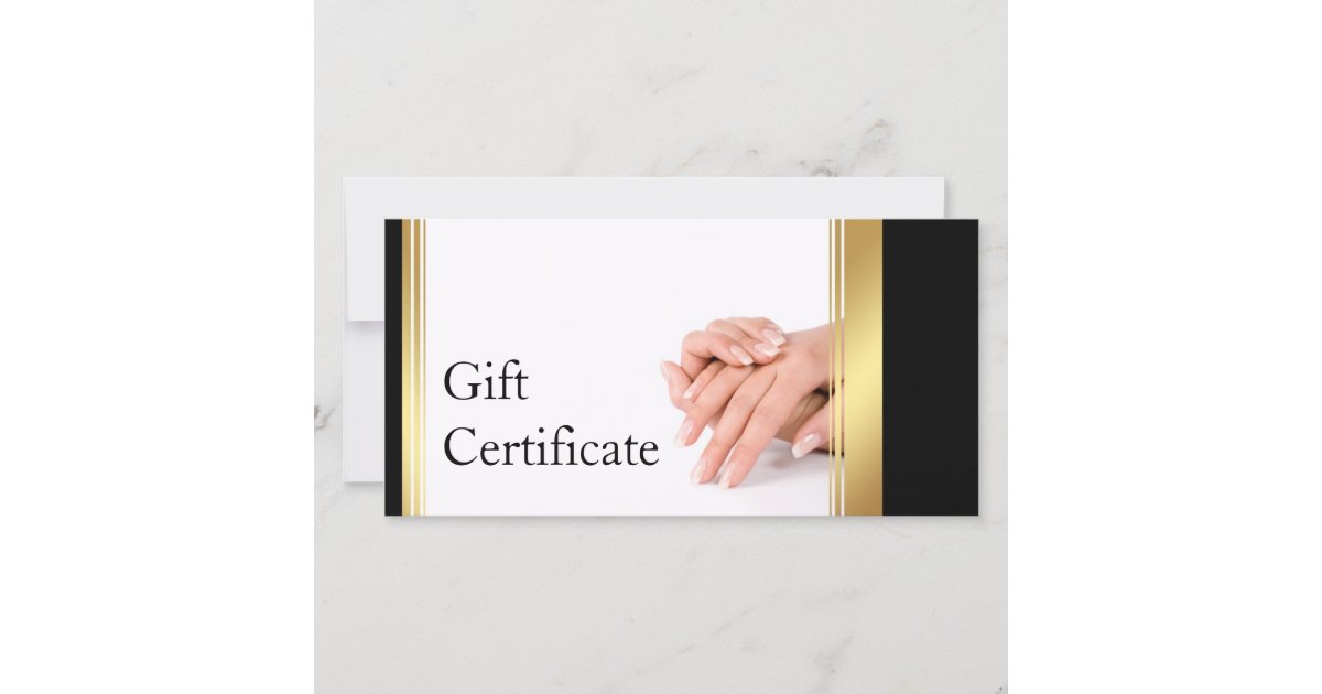 Manicure Nail Salon Gift Certificate Simple White Thank You Card | Zazzle