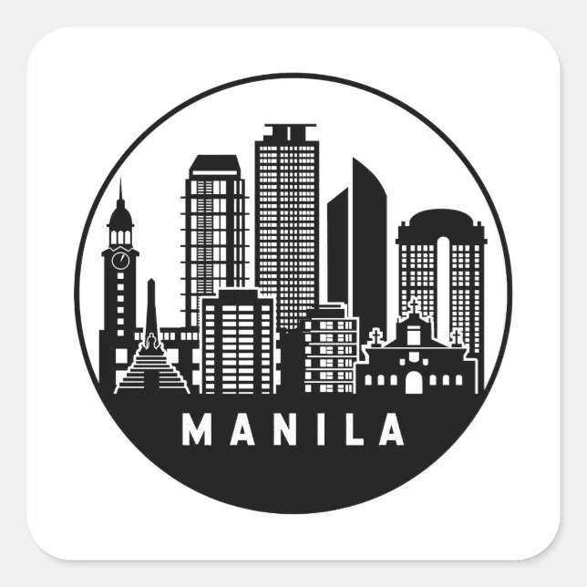 Manila National Capital Region Skyline Square Sticker | Zazzle