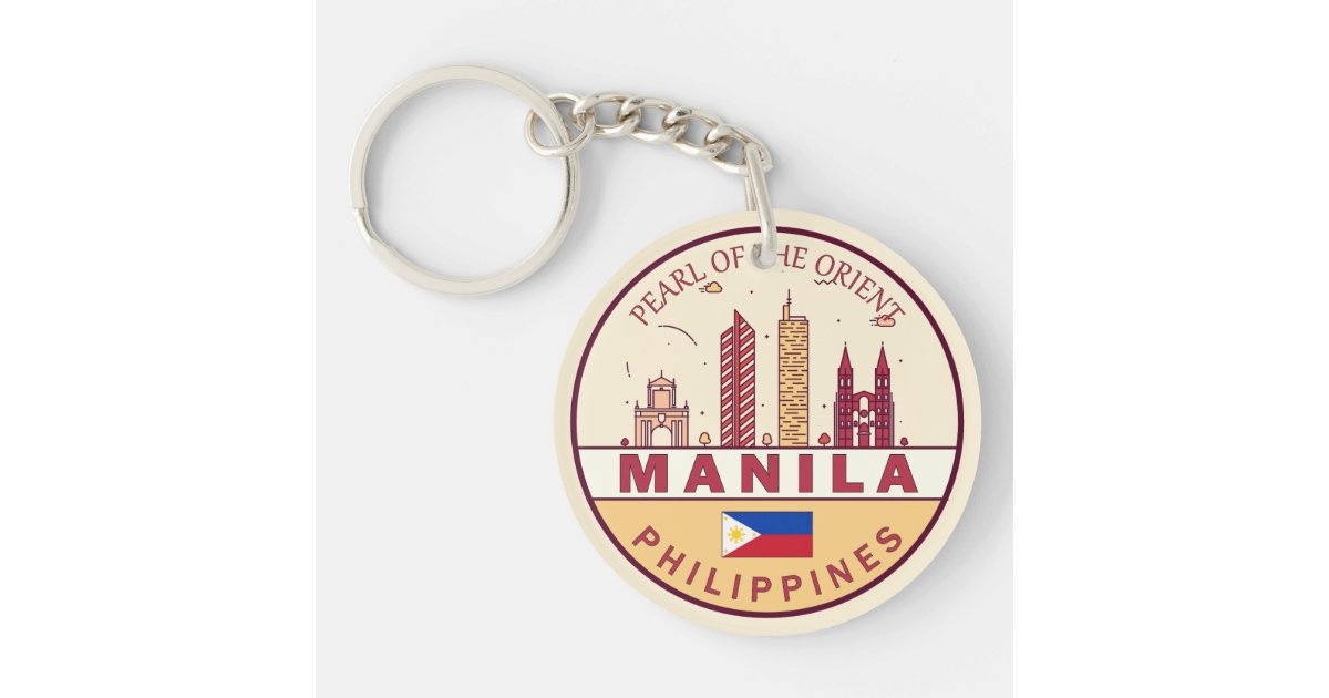 Manila Philippines City Skyline Emblem Keychain | Zazzle