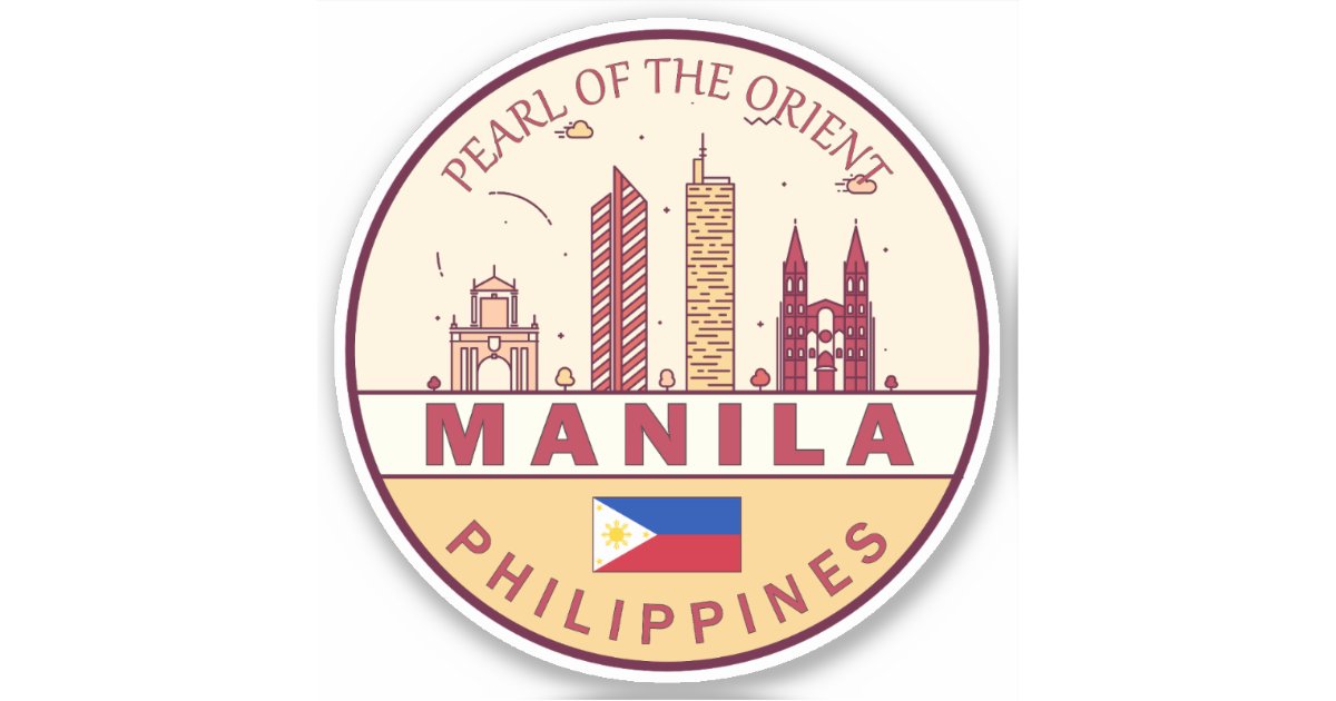 Manila Philippines City Skyline Emblem Sticker | Zazzle