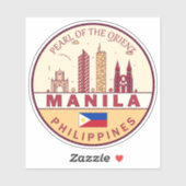 Manila Philippines City Skyline Emblem Sticker | Zazzle