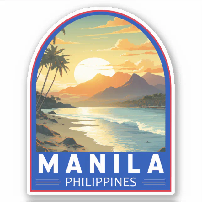 Manila Philippines Travel Art Vintage Sticker | Zazzle