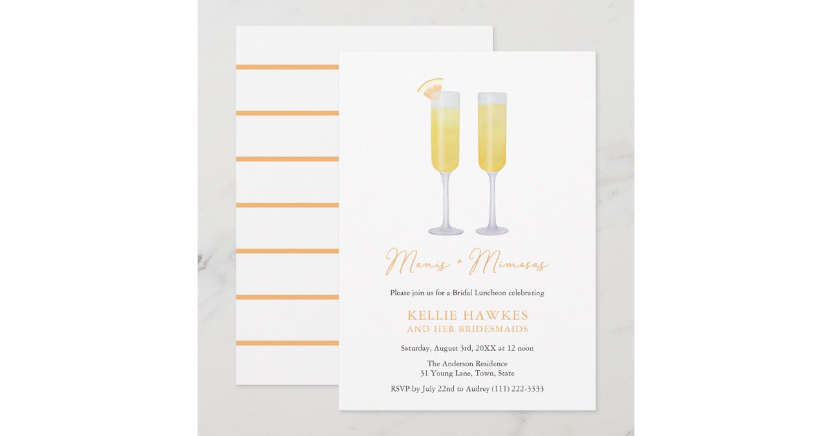 Manis and Mimosas Bridal Party Celebration Invitation | Zazzle