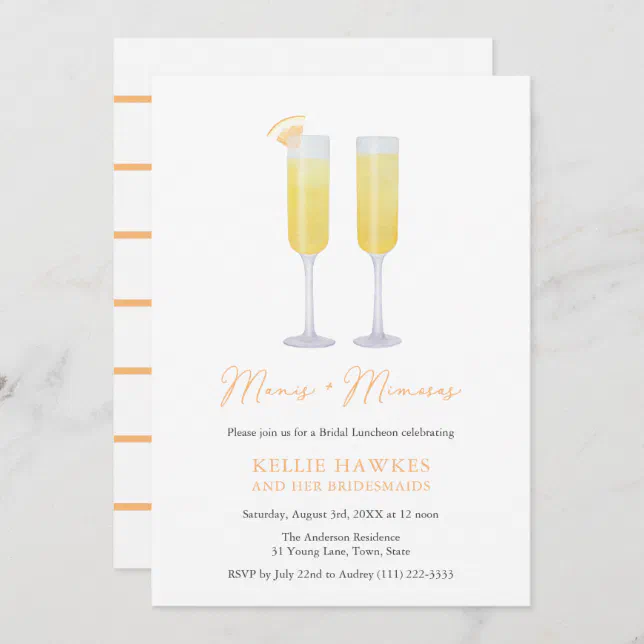 Manis and Mimosas Bridal Party Celebration Invitation | Zazzle