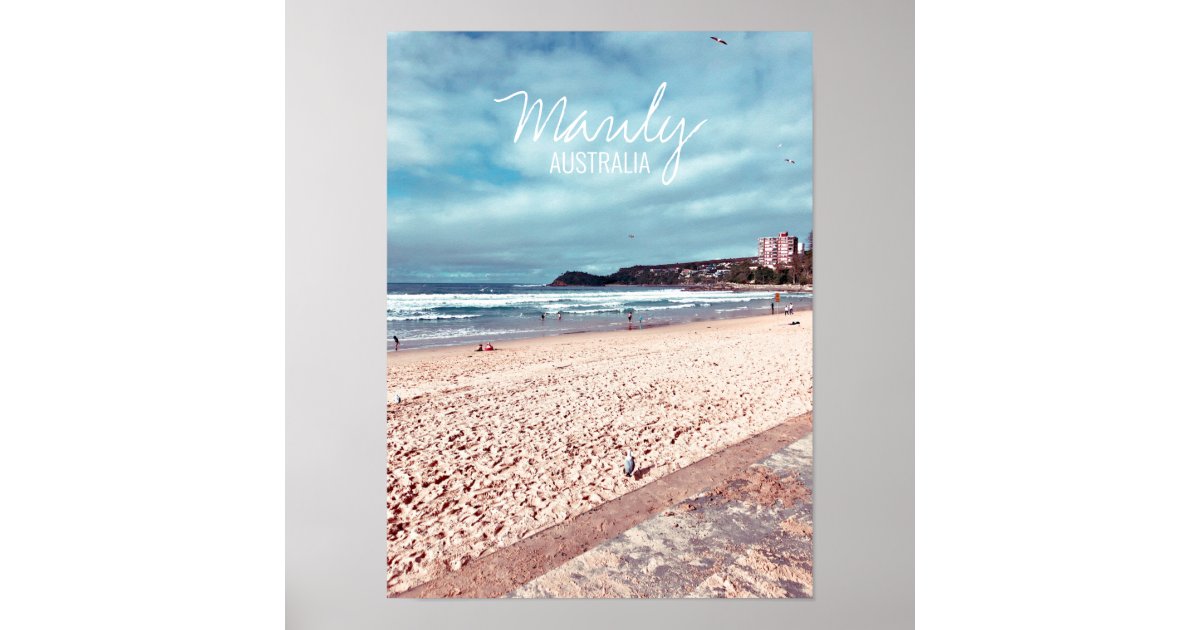 Manly Beach retro Australia travel Poster | Zazzle