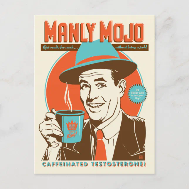Manly Mojo Coffee Postcard | Zazzle