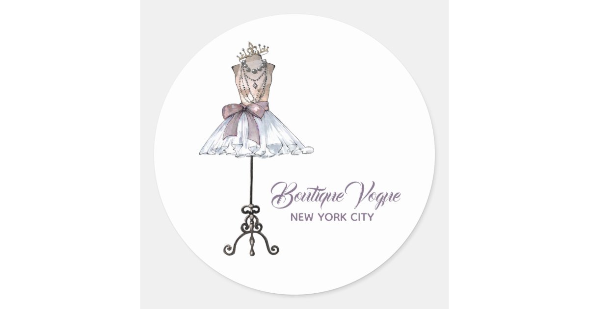 Mannequin With Tutu Business Marketing Classic Round Sticker | Zazzle