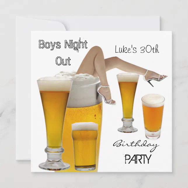 Mans 30th Birthday Party Beer Boys Night Legs Invitation | Zazzle