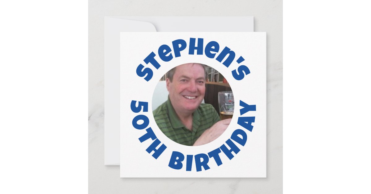 Man's 50th Birthday Photo Holiday Card | Zazzle