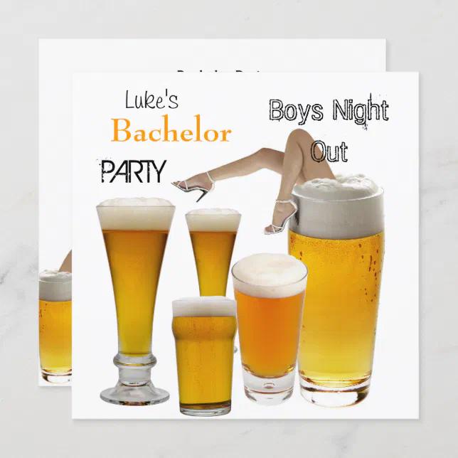Mans Bachelor Party Beer Boys Night Legs Invitation | Zazzle