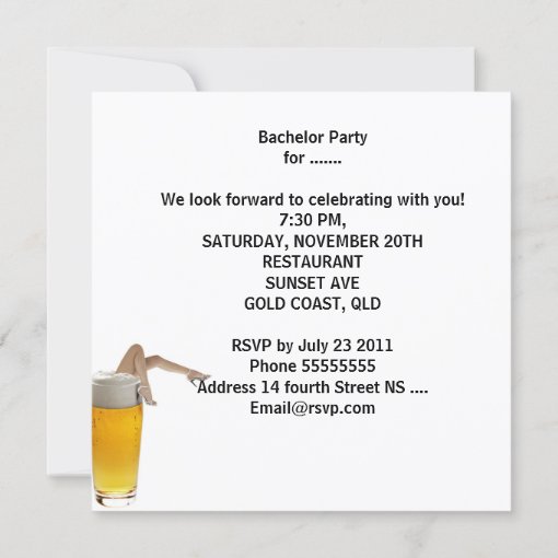 Mans Bachelor Party Beer Boys Night Legs Invitation | Zazzle