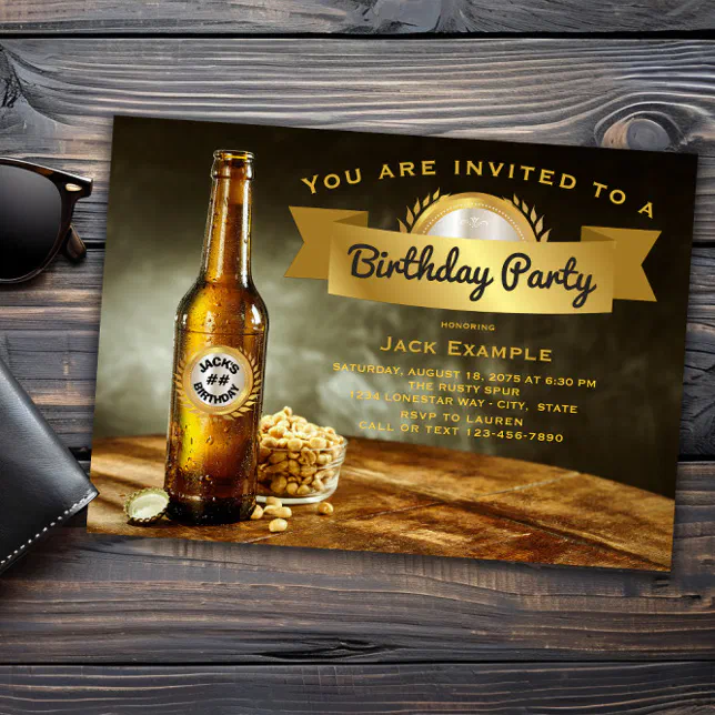 Mans Beer Any Number Birthday Party Invitation | Zazzle