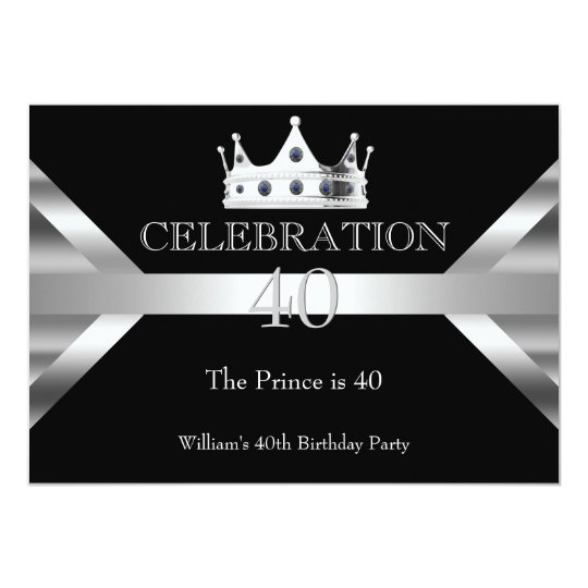 Mans Elegant Black Silver Prince King Birthday Invitation | Zazzle.com