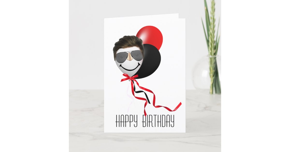 Man's Face on Birthday Balloon Card | Zazzle