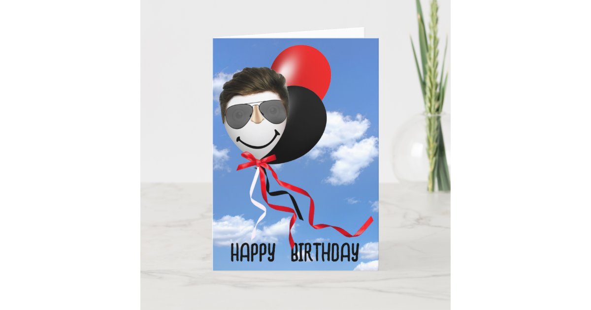 Man's Face on Birthday Balloon Card | Zazzle