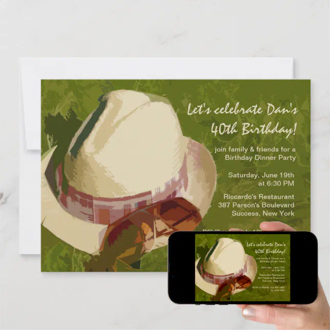 Man's Hat Birthday Party Invitation | Zazzle