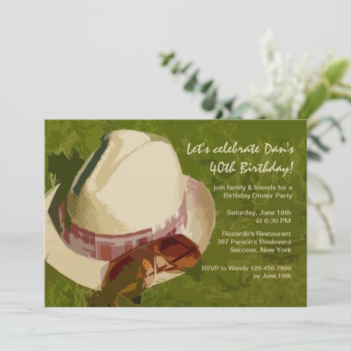 Man's Hat Birthday Party Invitation | Zazzle