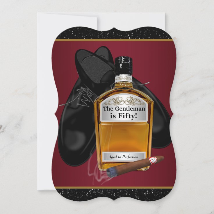 Mans Whiskey And Cigar Birthday Party Invitation | Zazzle