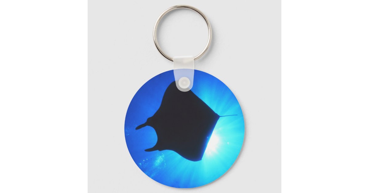 Manta Ray Silhouette Keychain | Zazzle
