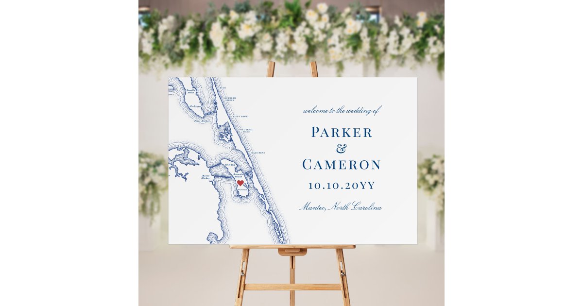 Manteo NC OBX Map Wedding Welcome Sign | Zazzle
