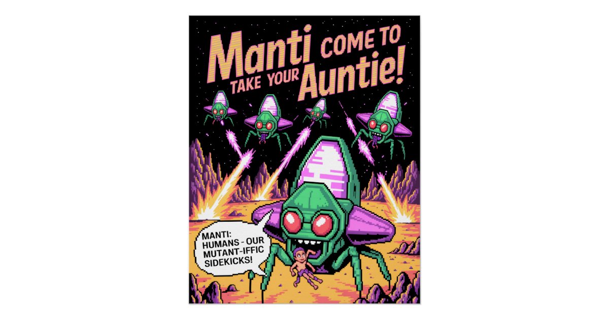 Manti Aliens Abduction Party! Defender Arcade '81 Poster | Zazzle