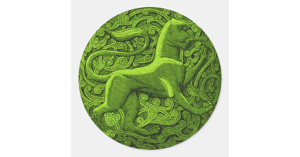 manticore in green classic round sticker | Zazzle