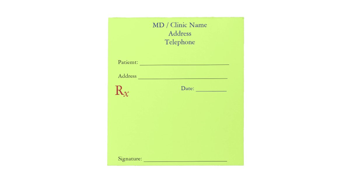 Manual Prescription Pads (Light Yellow) | Zazzle