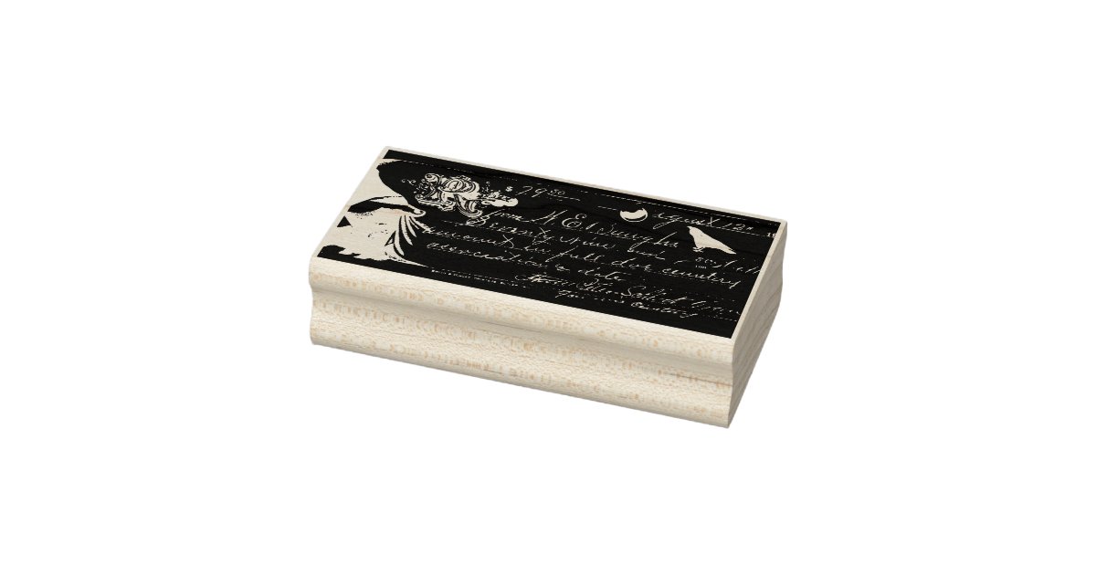 Manuscript and Raven Rubber Stamp | Zazzle