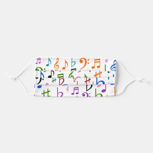 Many Colorful Music Notes & Symbols Pattern Adult Cloth Face Mask | Zazzle
