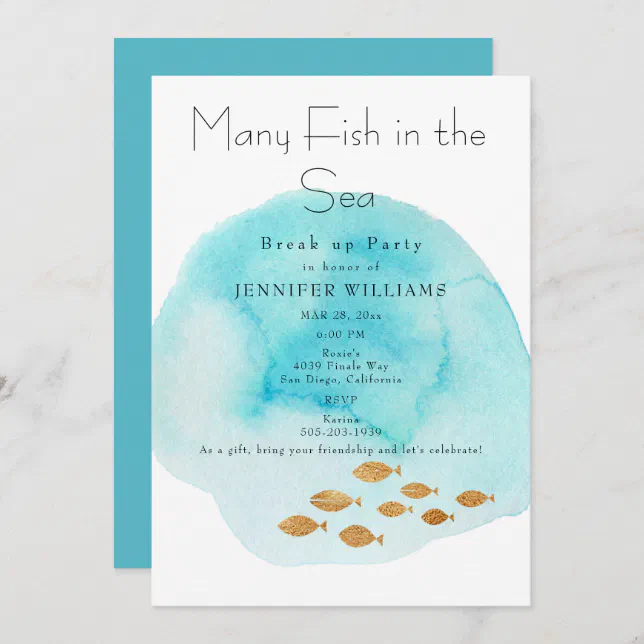 Many Fish in the Sea Break Up Party Invitation | Zazzle