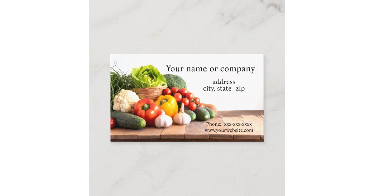 Many fresh vegetables business card | Zazzle