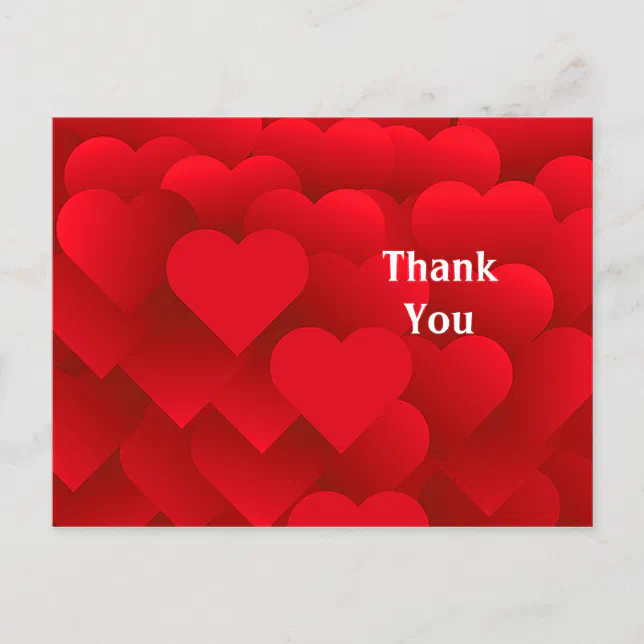 Many Hearts Thank You Postcard | Zazzle