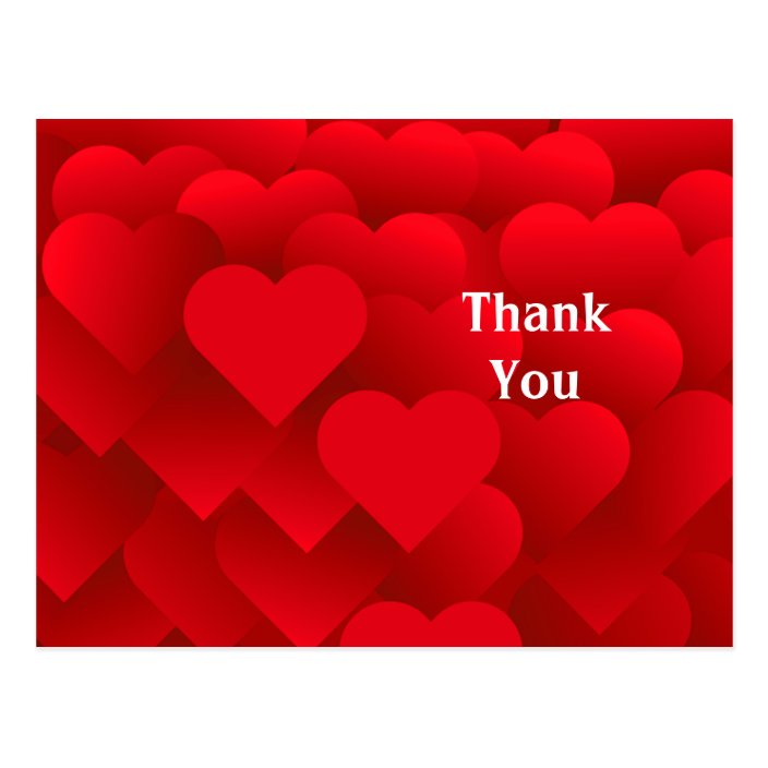 Many Hearts Thank You Postcard | Zazzle.com