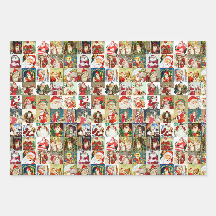 Many Many Vintage Santa Claus Wrapping Paper Sheets | Zazzle