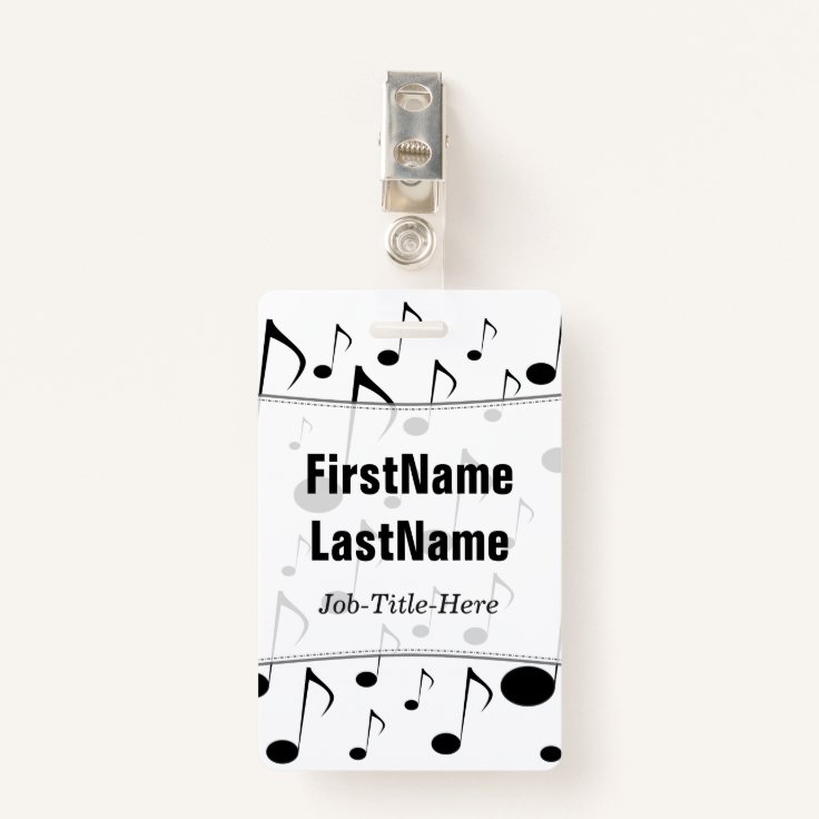 Many Musical Notes Pattern; Personalized Name Badge | Zazzle