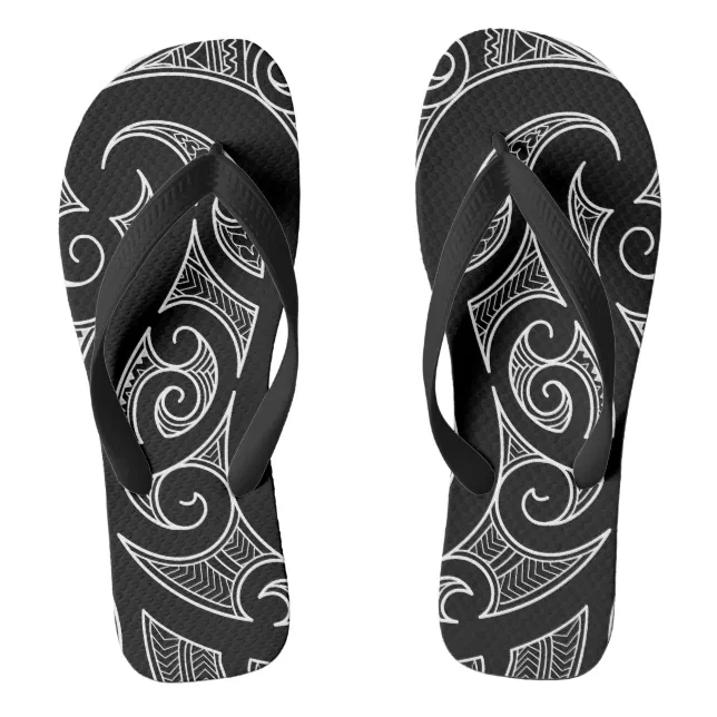 Maori all black flip flops | Zazzle