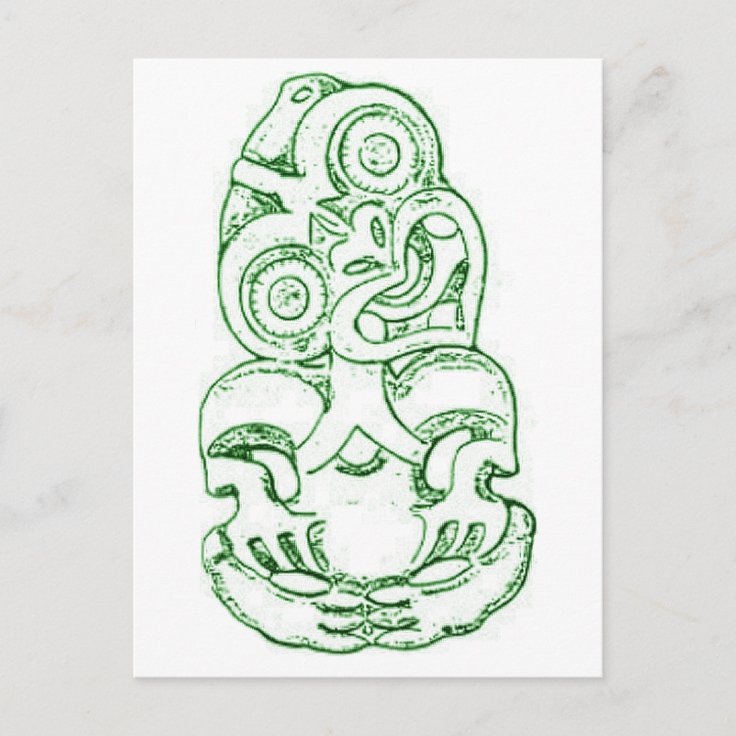 Maori Hei-Tiki Sketch Postcard | Zazzle