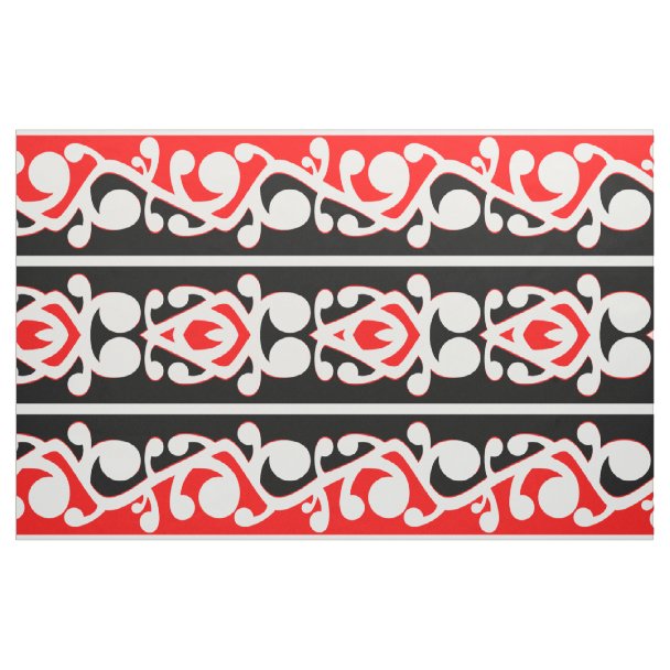 Kowhaiwhai Traditional Maori Koru Pattern Fabric | Zazzle