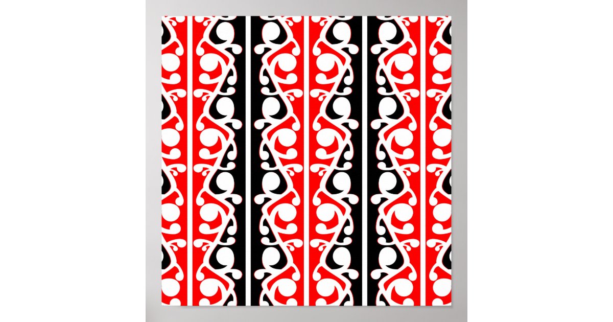 Maori Kowhaiwhai Traditional Pattern Poster | Zazzle