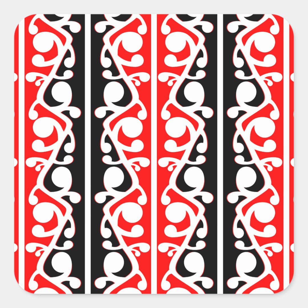 Maori Kowhaiwhai Traditional Pattern Square Sticker | Zazzle
