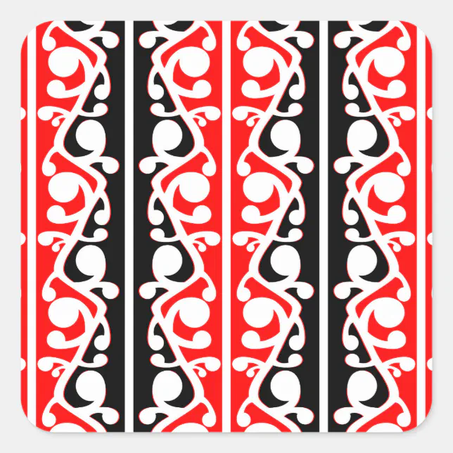 Maori Kowhaiwhai Traditional Pattern Square Sticker | Zazzle