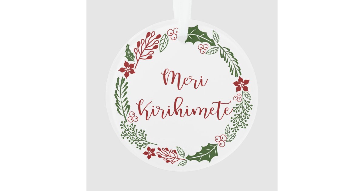 Māori Merry Christmas Wreath, Meri Kirihimete Ornament | Zazzle