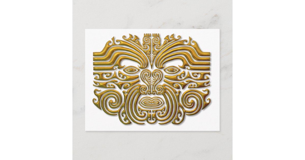 Maori Tattoo - Gold Postcard | Zazzle