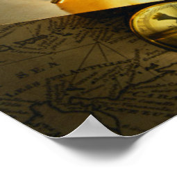 Map And Compass Poster | Zazzle