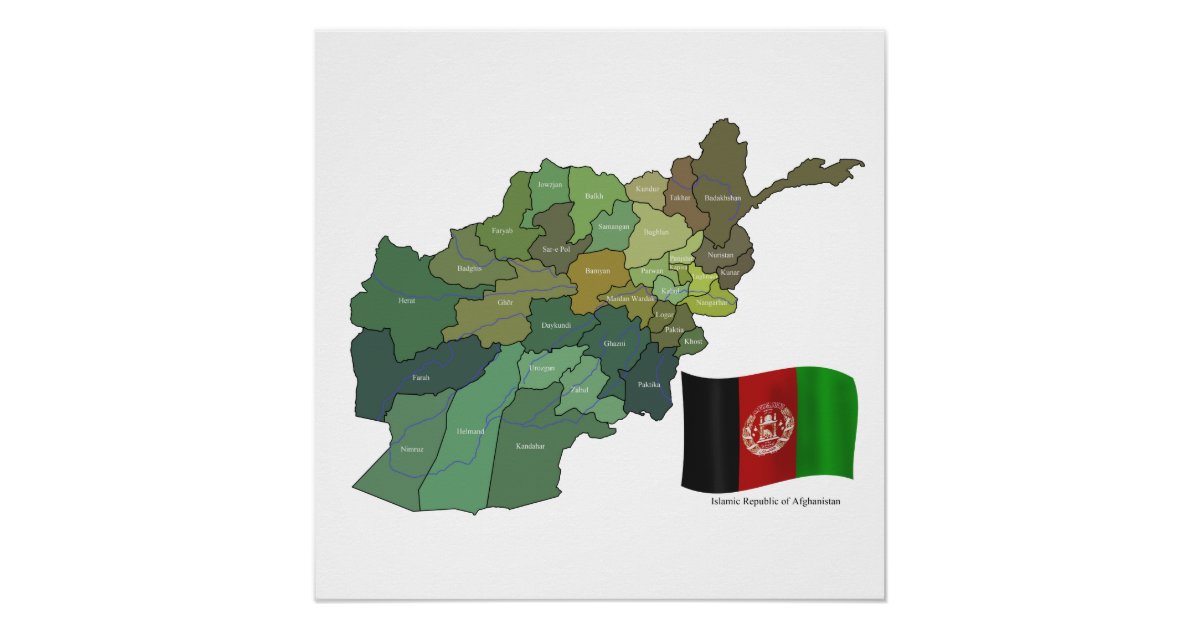 Map and Flag of Afghanistan Poster | Zazzle