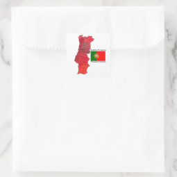 Map and Flag of Portugal Square Sticker | Zazzle