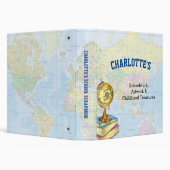 Map and Globe School Work and Art Work 3 Ring Binder | Zazzle