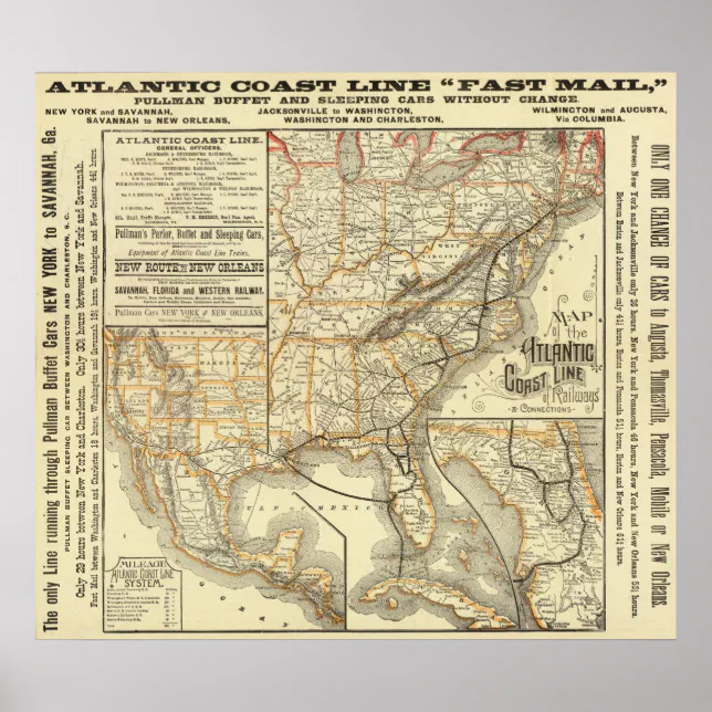 Map Atlantic Coast Line Poster | Zazzle