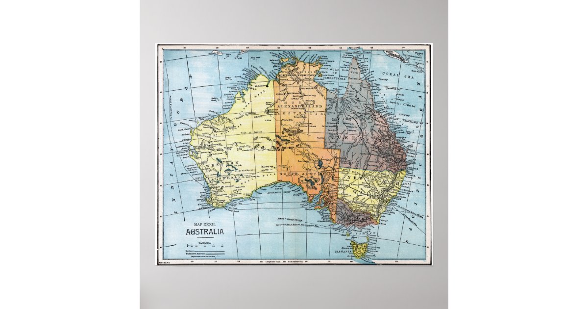 MAP: AUSTRALIA, c1890 Poster | Zazzle